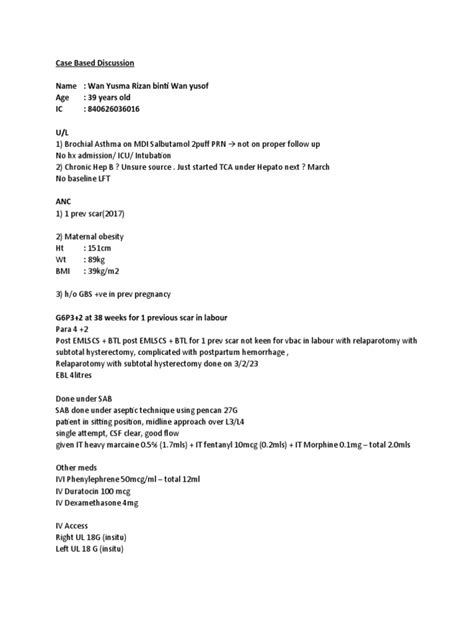 Case Based Discussion Obstetric Pdf