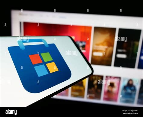 Cellphone With Logo Of Digital Distribution Platform Microsoft Store In