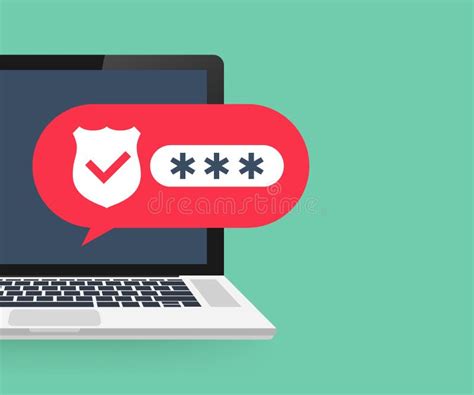 Laptop With Unlocked Password Bubble Notification Flat Cartoon Design