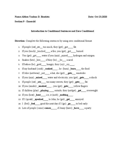 Zero Conditional Sentences Pdf
