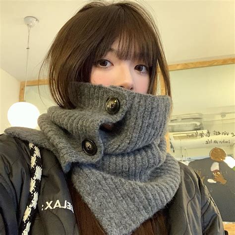 Best 쓰리버튼 골지 니트 넥워머 머플러 에이블리