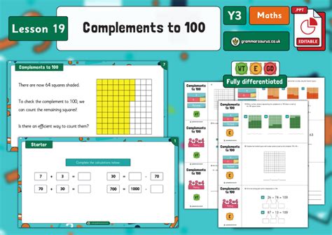 Year 3 Addition And Subtraction Complement To 100 Lesson 19