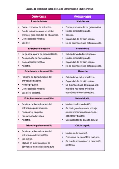 Esquema Eritropoyesis Mielopoyesispdf
