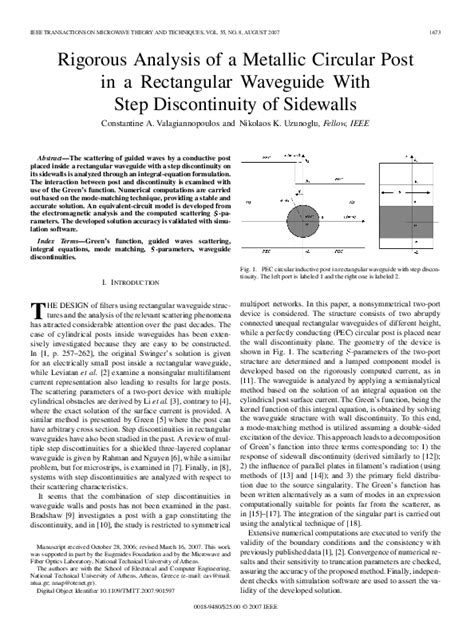 Rigorous Analysis Of A Metallic Circular Post In A Rectangular Waveguide With Step Discontinuity