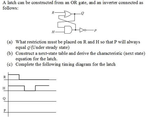 Solved A Latch Can Be Constructed From An Or Gate And An