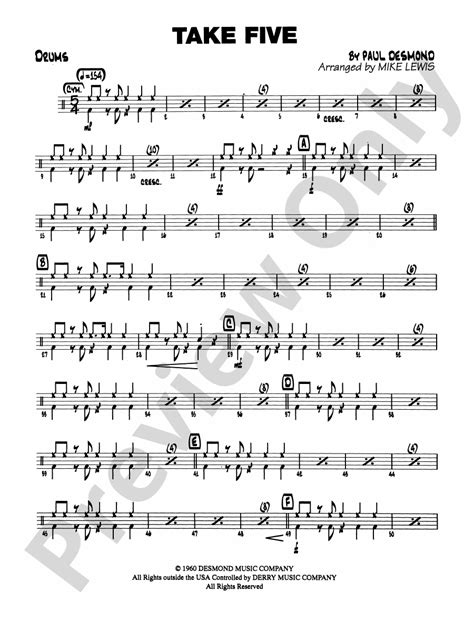 Take Five Drums Drums Part Digital Sheet Music Download