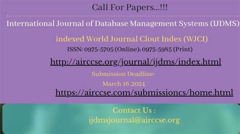 Stephen Leo On Linkedin Call For Papers International Journal Of Database Management