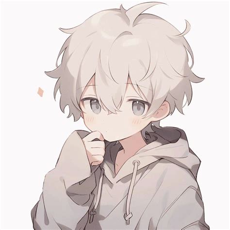 Chibi Anime Character With White Hair And Blue Eyes Kawaii Boy Pfp
