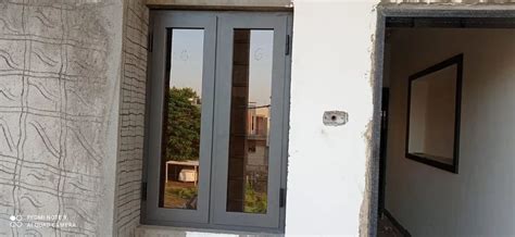 Colour Coated Hinged 2 Track Grey Aluminium Window For Home Modern At