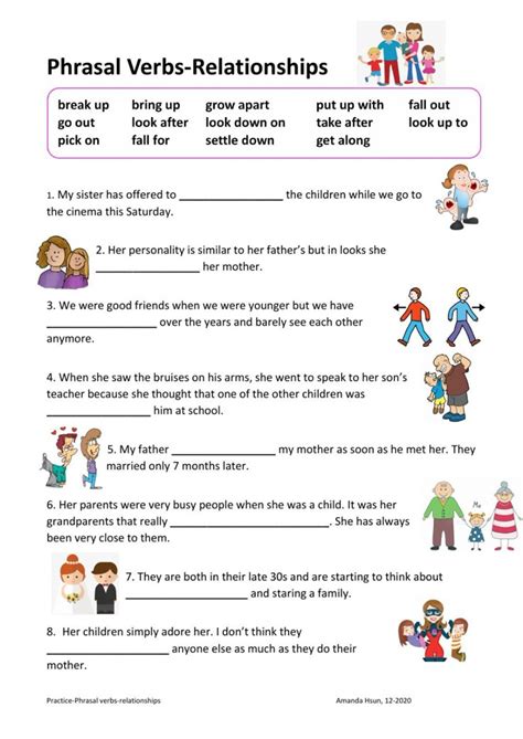 Phrasal Verbs Relationships Worksheet English Language Teaching English Teaching Resources