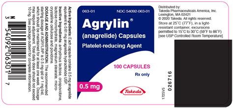 Agrylin Package Insert Prescribing Information Moa