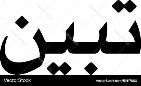 Tabeen Muslim Girls Name Naskh Font Arabic Vector Image