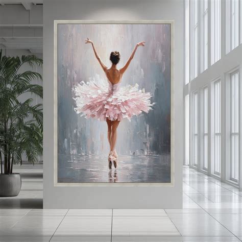 Ballerina Pink Tutu Canvas Print Ballet Dancer Wall Art Etsy