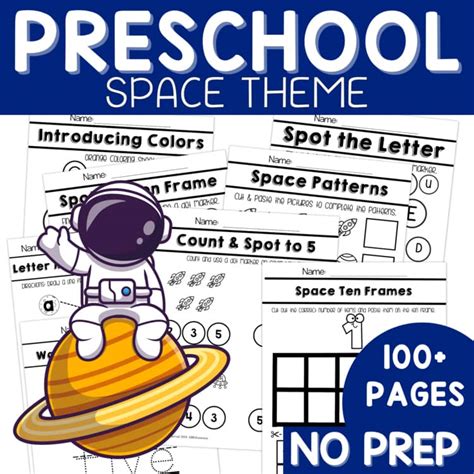 Preschool Space Unit Pre K Curriculum No Prep Packet Outer Space Theme