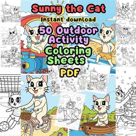 50 Outdoor Activity Coloring Sheets Pdf Instant Digital Download