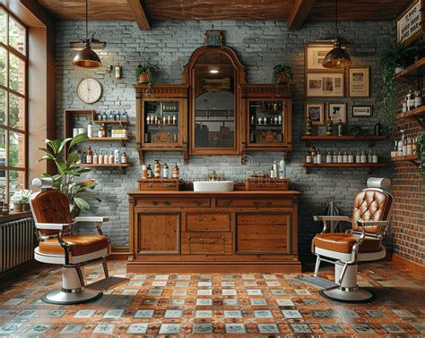 Vintage Barbershop Interior With Classic Chairs And Nostalgic Decor3d
