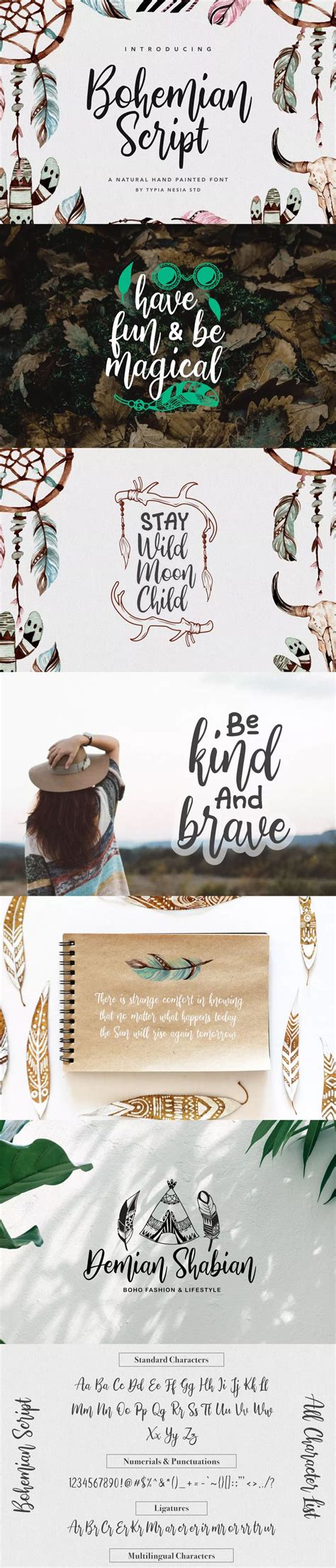 Bohemian Script Font Brand Fonts Brochure Inspiration Branding