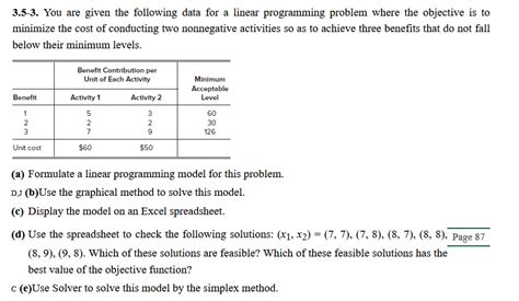 You Are Given The Following Data For A Linear Chegg