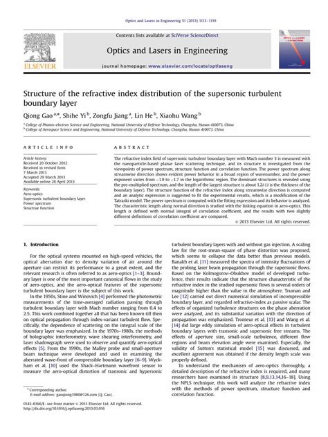 Pdf Structure Of The Refractive Index Distribution Of The Supersonic