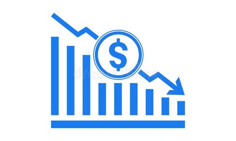 Vector Illustration Of Dollar Rate Decrease Icon Money Symbol With Stretching Arrow Down Stock