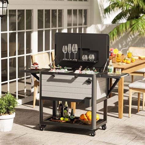 Elposun 104 Qt Black Outdoor Patio Beverage Rolling Cooler With Wheels
