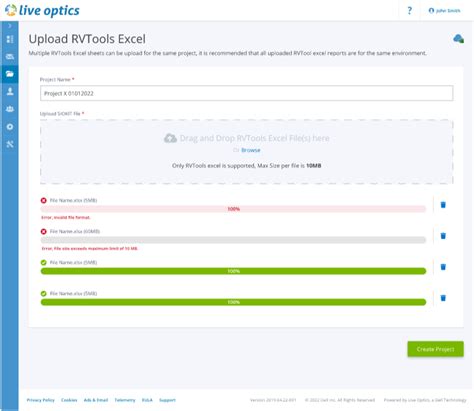Live Optics Rvtools How To Upload The Excel Output To Create A Project Dell Myanmar