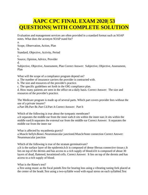 AAPC CPC FINAL EXAM QUESTIONS WITH COMPLETE SOLUTION