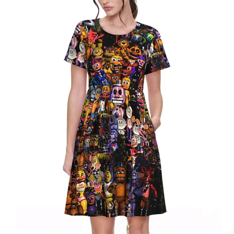 Lsque Five Nights At Freddys Print Womens Casual Dress T Shirt Summer
