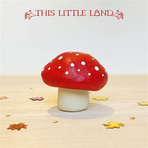 Little Mushroom Desk Buddy Red Mushroom Figurine Clay Mushroom