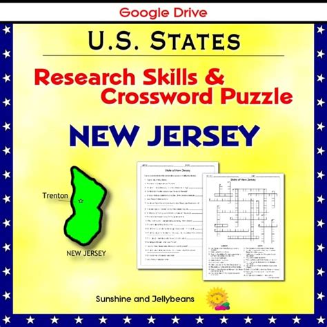 New Jersey Research Skills Crossword Puzzle Us States Geography