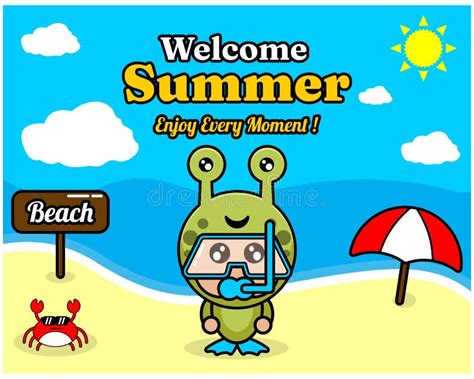 Summer Snail Costume Banner Template Stock Vector Illustration Of