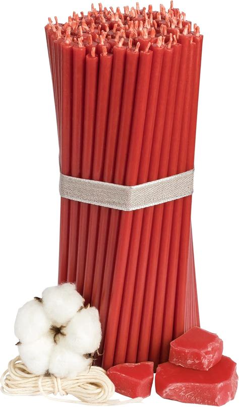 Diveevo Ritual Candles Beeswax Candles Red Pack Of 100 L 20 5 Cm