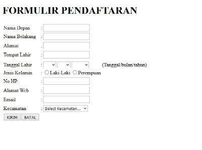 Cara Membuat Form Pendaftaran Dengan HTML Di Dreamweaver