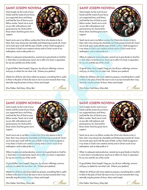 Saint Joseph Novena Prayer Card Catholic Printable Digital Download