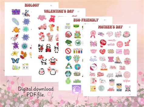 School Assignment Sticker Set Printable Stickers Notebook Stickers