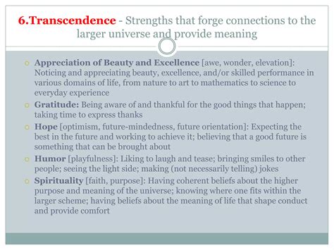 the via® classification of character strengths pptx spirituality