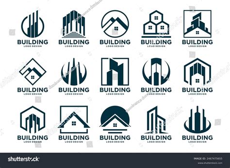 Building Construction Logo Design Collection Stock Vector Royalty Free
