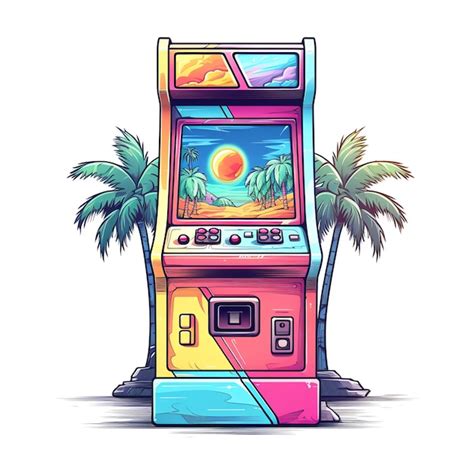 Premium Photo A Drawing Of A Slot Machine That Has Palm Trees On It