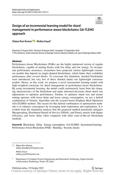 Design Of An Incremental Learning Model For Shard Management In