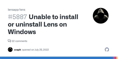Unable To Install Or Uninstall Lens On Windows · Issue 5887 · Lensapplens · Github