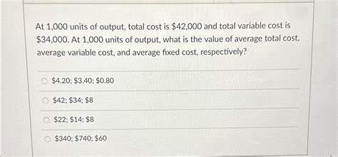 solved at 1 000 ﻿units of output total cost is 42 000 ﻿and