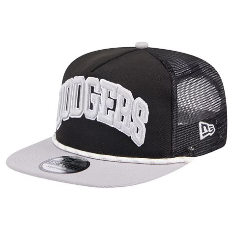 Mens New Era Black Los Angeles Dodgers Throwback Meshback Golfer Hat