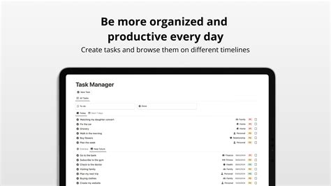 notion task manager productivity template