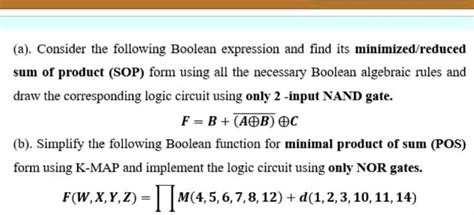 Solved A Consider The Following Boolean Expression And Find Its