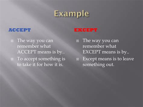 Ppt Accept Vs Except Powerpoint Presentation Free Download Id 6257184