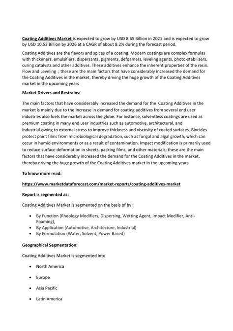 Ppt Coating Additives Market Powerpoint Presentation Free Download