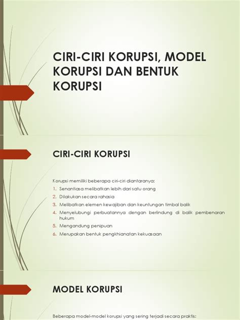 Ciri Ciri Korupsi Model Korupsi Dan Bentuk Korupsi Pdf
