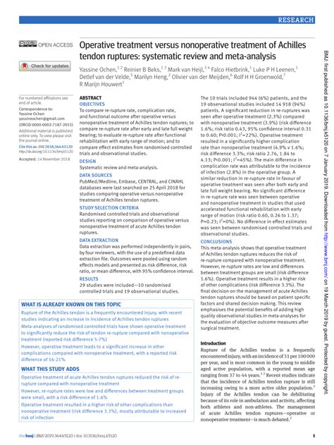 Pdf Operative Treatment Versus Nonoperative Treatment Of Achilles Tendon Ruptures Systematic