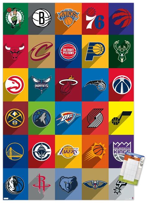 Nba League Logos 24 Wall Poster 22375 X 34