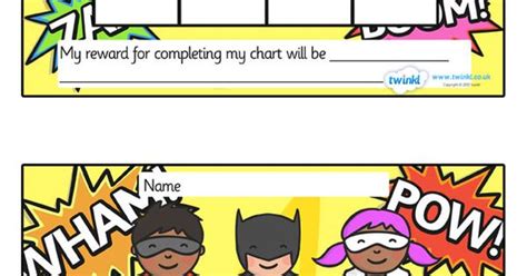 Twinkl Resources Superhero Stickerstamp Reward Chart Classroom